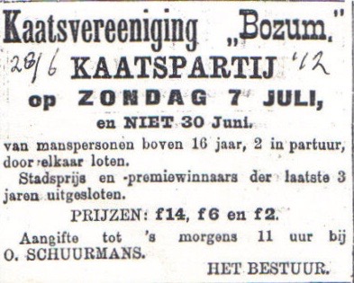 Kaatsen in Boazum – Hoofdstuk 5 De KV ‘Bozum’ 1899-±1925 & hoofdstuk 6 ...